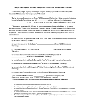 Fillable Online Sample bequest language111105.2.doc Fax Email Print - pdfFiller