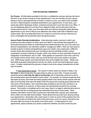 Fort Belvoir Legal Assistance Will Worksheet - Fill Online, Printable ...