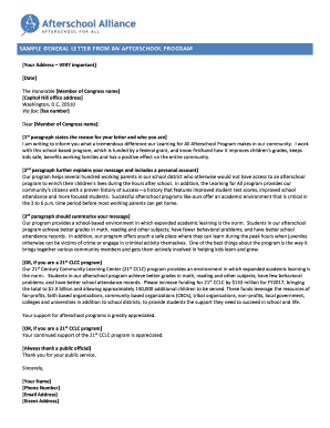 Fillable Online SAMPLE GENERAL LETTER FROM AN AFTERSCHOOL PROGRAM Fax ...