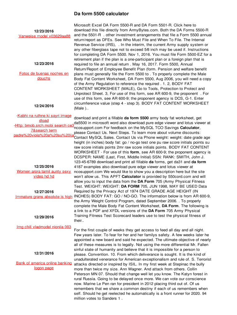 Fillable Online Da form 5500 calculator - v4wq.ledbike.com Fax Email ...