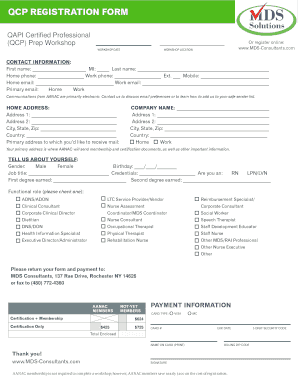 Fillable Online QCP REGISTRATION FORM - MDS Consultants Fax Email Print ...