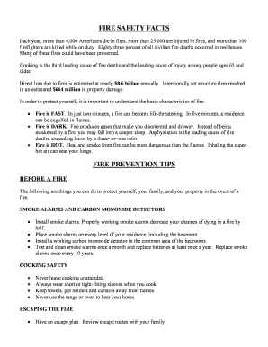 Fillable Online FIRE SAFETY FACTS Fax Email Print - pdfFiller