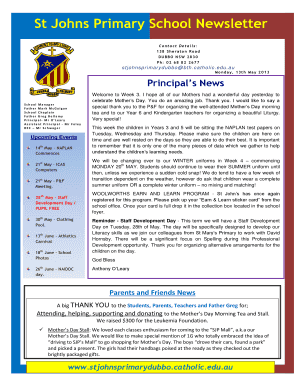 Fillable Online St Johns Primary School Newsletter - St John's Primary ...