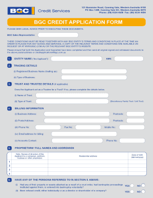 Fillable Online BGC CREDIT APPLICATION FORM Fax Email Print - pdfFiller