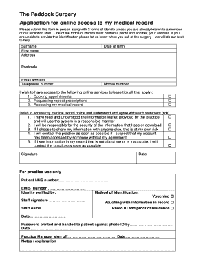 Fillable Online Patient On-line Services Information Form - The Paddock Surgery Fax Email Print ...