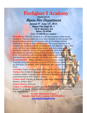 Fillable Online Firefighter I Academy Fax Email Print - pdfFiller