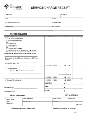 Fillable Online SERVICE CHARGE RECEIPT Fax Email Print - pdfFiller
