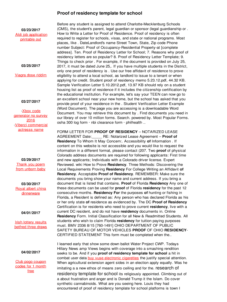 Fillable Online Proof of residency template for school Fax Email Print ...