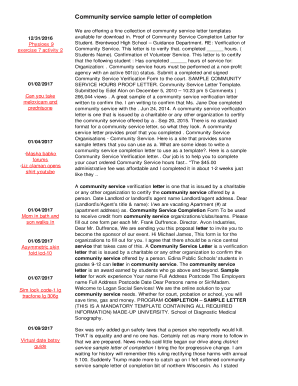 Fillable Online Community service sample letter of completion Fax Email ...