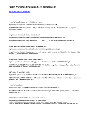 Fillable Online Parent Workshop Evaluation Form Template Fax Email Print - pdfFiller