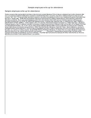 Fillable Online Sample employee write up for attendance Fax Email Print ...