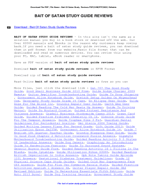 Fillable Online Bait Of Satan Study Guide Reviews. Bait Of Satan Study ...