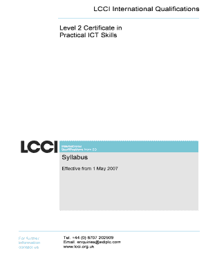 Fillable Online Level 2 Certificate in Practical ICT Skills LCCI ...