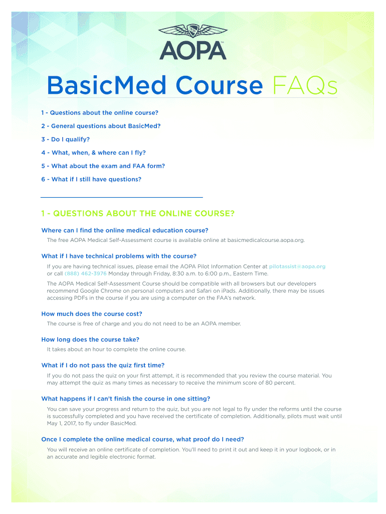 Fillable Online BasicMed Course FAQs Fax Email Print - pdfFiller