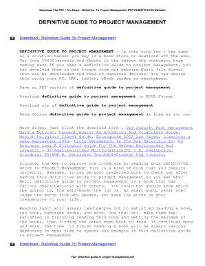 Fillable Online Definitive Guide To Project Management. Definitive ...