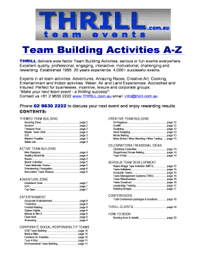 Fillable Online Team Building Activities AZ - THRILL team events Fax ...
