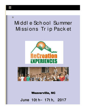 Fillable Online Middle School Summer Missions Trip Packet - Trinity ...