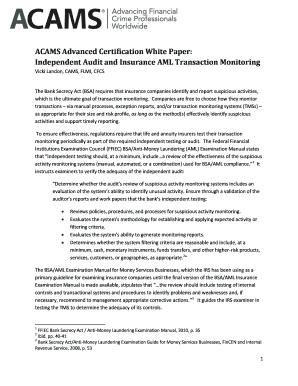 Fillable Online ACAMS Advanced Certification White Paper: Fax Email ...
