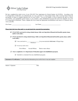 Fillable Online 2016-2017 Drug Conviction Statement Fax Email Print ...