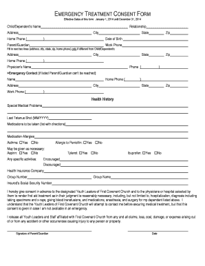 Fillable Online EMERGENCY TREATMENT CONSENT FORM - fccsalina.com Fax ...
