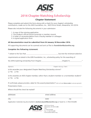 Fillable Online foundation asisonline Chapter Statement Fax Email Print - pdfFiller