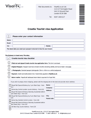 Fillable Online Croatia Visa Application for Citizens of Peru. Croatia ...