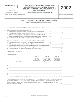 Fillable Online 2002 I-028 Schedule I, Adjustments to Convert 2002 ...