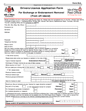 Fillable Online Drivers Licence Application Form - Isle of Man Government Fax Email Print ...