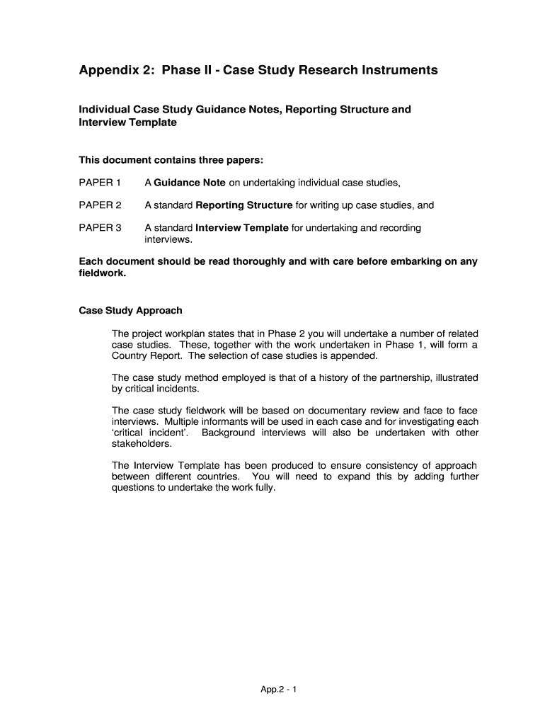 Fillable Online Case Study Research Instruments. Individual Case Study ...
