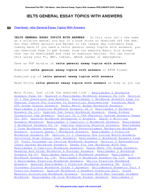 Fillable Online Ielts General Essay Topics With Answers. Ielts General ...