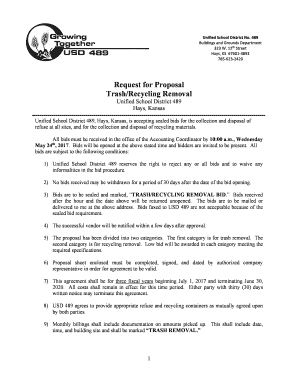 Fillable Online Request for Proposal Trash/Recycling Removal - USD 489 ...