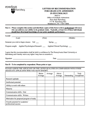 Fillable Online letter of recommendation for graduate admission in ...