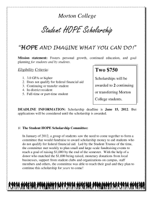 Fillable Online Application for the Student HOPE Scholarship - Morton College Fax Email Print ...