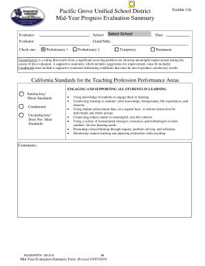 Fillable Online pgae pgusd PGUSD Classroom Teacher Mid-Year Evaluation ...
