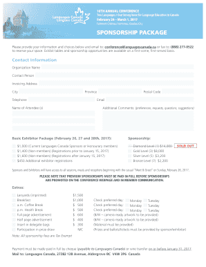 Fillable Online SPONSORSHIP PACKAGE - Languages Canada / Langues Canada Fax Email Print - pdfFiller