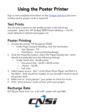 Fillable Online Using the Poster Printer Fax Email Print - pdfFiller