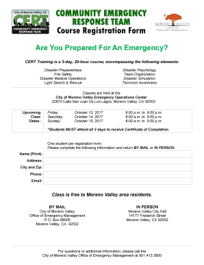 Fillable Online COMMUNITY EMERGENCY RESPONSE TEAM Course ... Fax Email ...