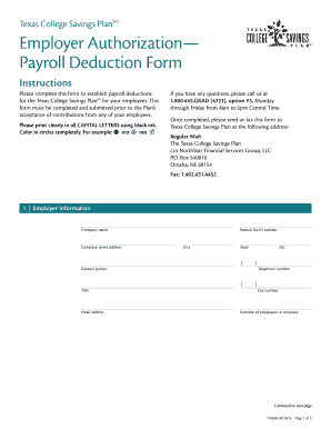 Fillable Online Employer Authorization Payroll Deduction Form - Texas College ... Fax Email ...