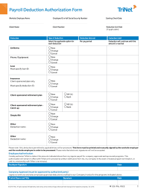 Fillable Online Payroll Deduction Authorization Form - SOI Portal Fax ...