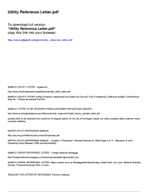 Fillable Online Utility Reference Letter - pdfslibforme.com Fax Email ...