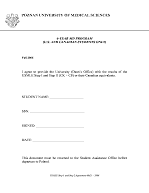 Fillable Online USMLE Agreement 6MD.doc Fax Email Print - pdfFiller