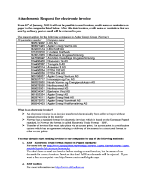 Fillable Online Attachment: Request for electronic invoice Fax Email ...