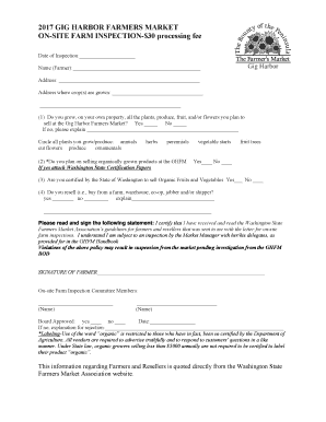 Fillable Online GIG HARBOR ON-SITE FARM INSPECTION Fax Email Print ...