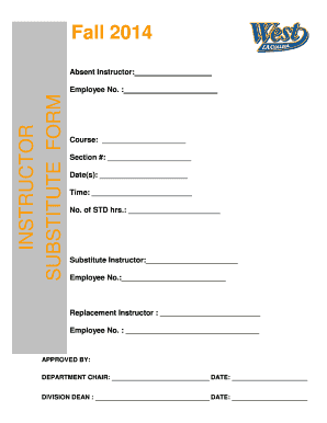 Fillable Online Substitute Instructor Form.xlsx Fax Email Print - pdfFiller