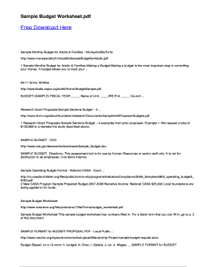 Fillable Online Appendix A Sample Budget Detail Worksheet Ebooks ...