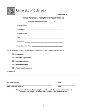 Fillable Online 5 Annual Performance Rating Form for Faculty Members ...