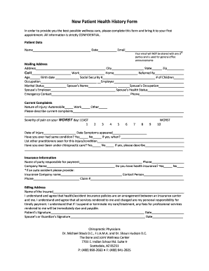 Fillable Online New Patient Health History Form - Scottsdale ...
