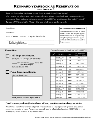 Fillable Online 2016-2017 Yearbook Ad Reservation Form Fax Email Print ...