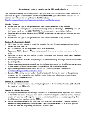 Fillable Online This information will help you to complete the DBS ...