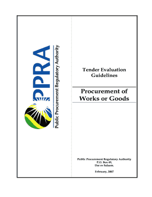 Fillable Online pim maji go Tender Evaluation Guidelines - PPRA Fax Email Print - pdfFiller